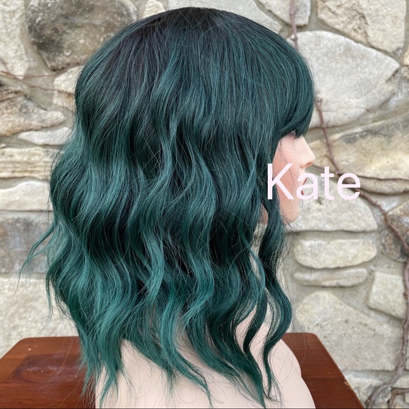 Accessories | Human Hair Blend Green Bob Wave Wig | Poshmark